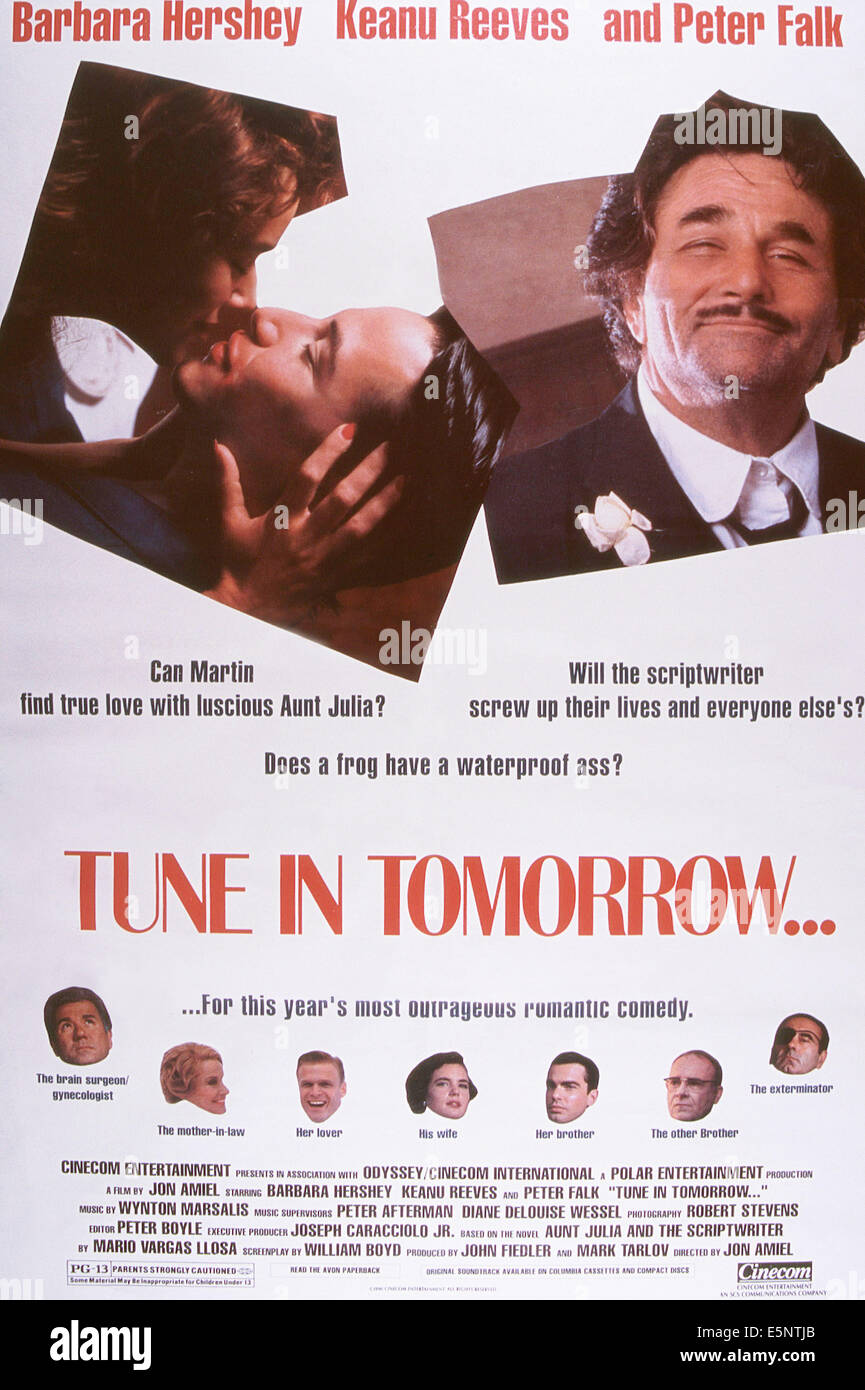 TUNE IN TOMORROW..., US poster, top from left: Barbara Herskey, Keanu ...