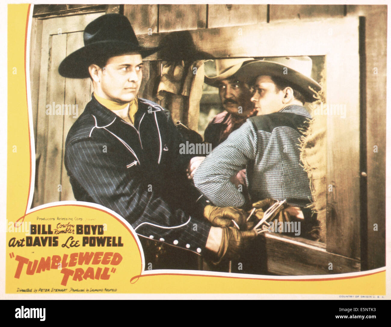 TUMBLEWEED TRAIL, US lobbycard, from left: Bill Boyd, Charles King ...