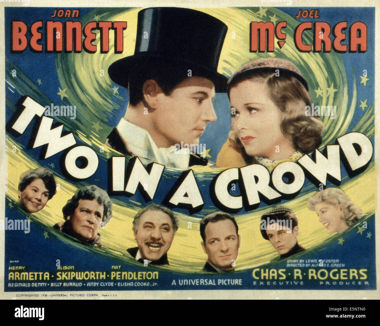 TWO IN A CROWD, US lobbycard, top, from left: Joel McCrea, Joan Bennett ...