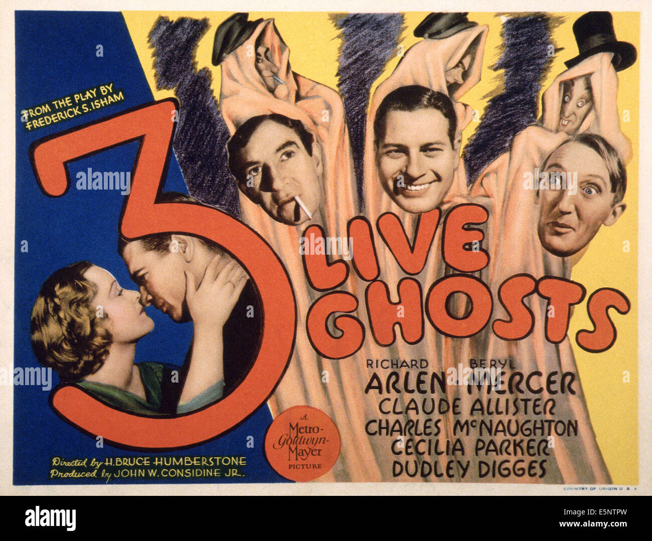 THREE LIVE GHOSTS, US lobbycard, from left: Charles McNaughton, Richard Arlen, Claud Allister ...