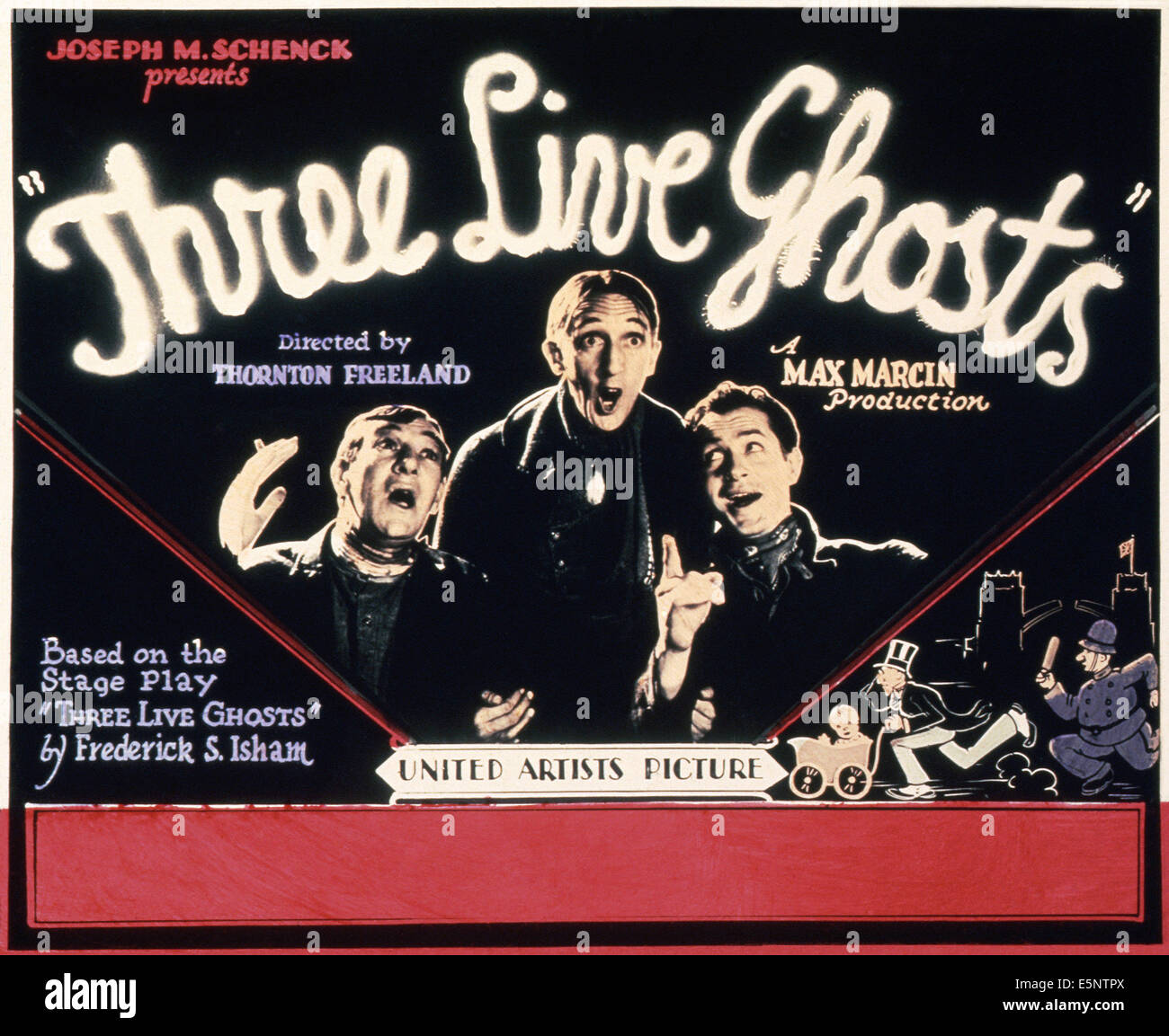 THREE LIVE GHOSTS, US lobbycard, from left: Charles McNaughton, Claud Allister, Robert ...