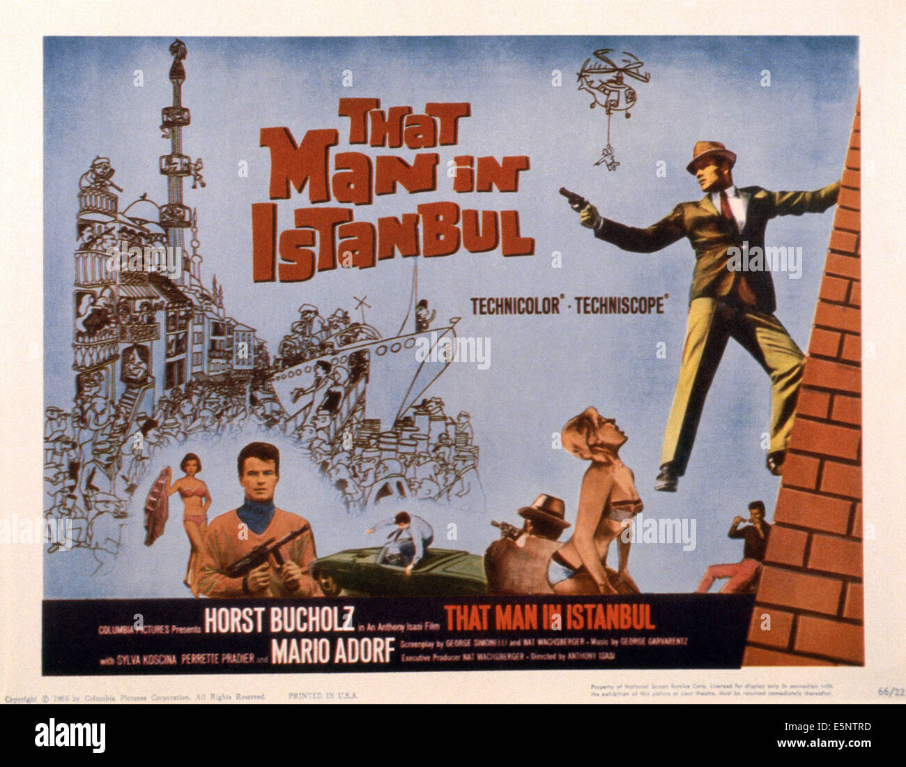 THAT MAN IN ISTANBUL, US lobbycard, Horst Buchholz (bottom left and top ...