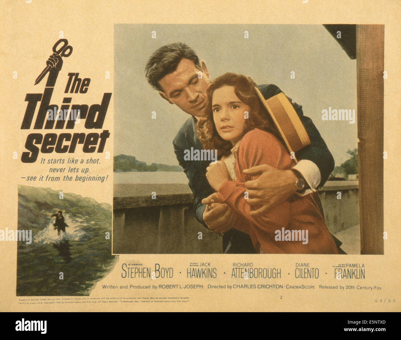 TH THIRD SECRET, US lobbycard, from left: Stephen Boyd, Pamela Franklin ...