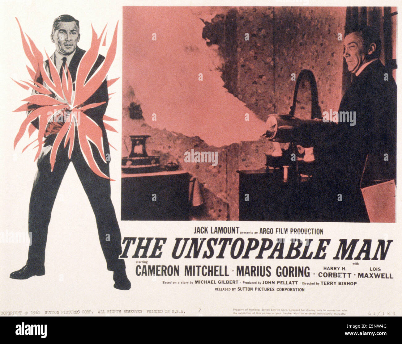 THE UNSTOPPABLE MAN, US lobbycard, Cameron Mitchell, 1951 Stock Photo ...