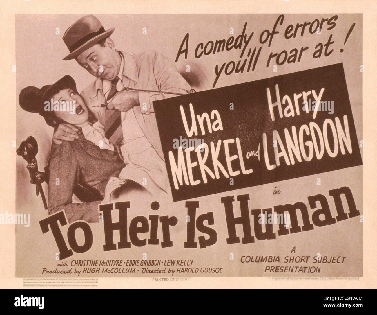 TO HEIR IS HUMAN, US lobbycard, from left: Una Merkel, Harry Langdon ...