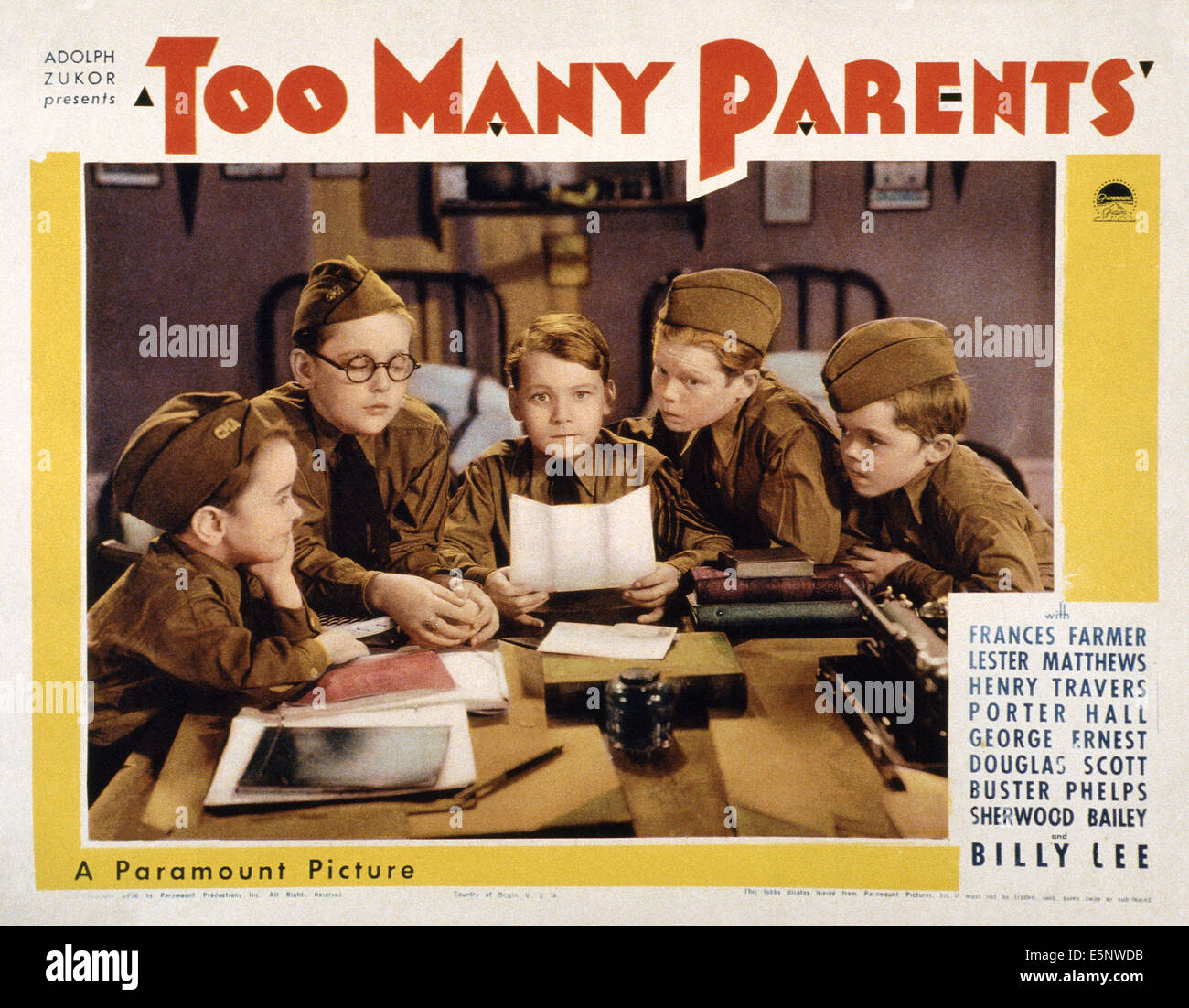 TOO MANY PARENTS, US lobbycard, from left: Billy Lee, Douglas Scott ...