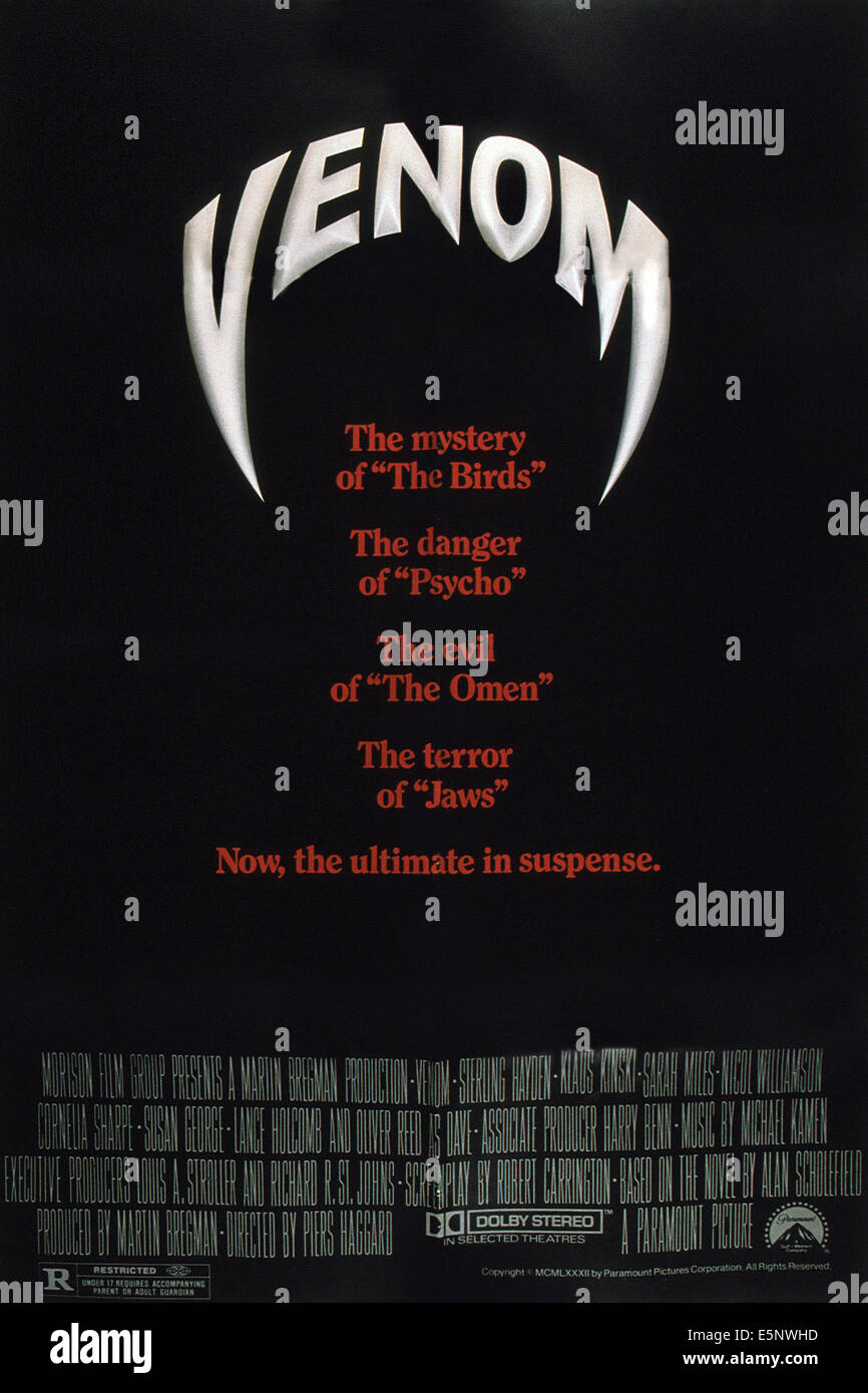 VENOM, US poster art, 1981, ©Paramount/courtesy Everett Collection ...
