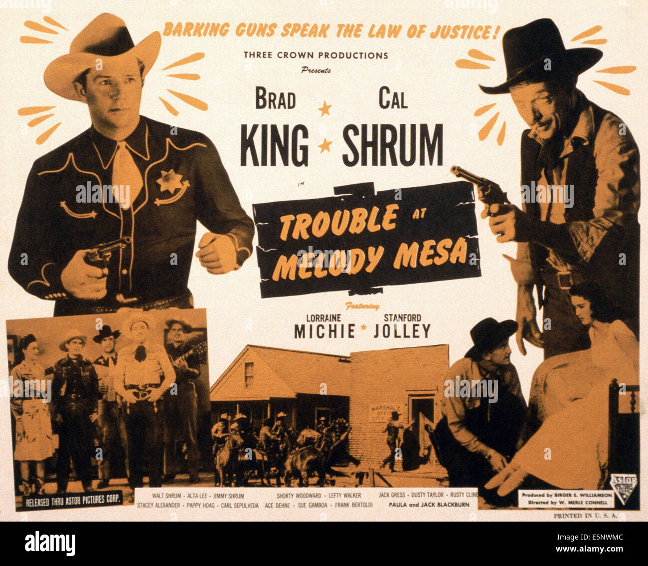 TROUBLE AT MELODY MESA, US lobbycard, from left: Brad King, Cal Shrum ...