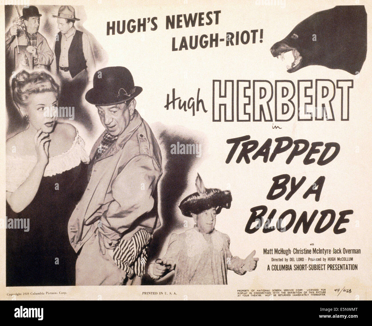 TRAPPED BY A BLONDE, US poster, from left: Christine McIntyre, Hugh ...