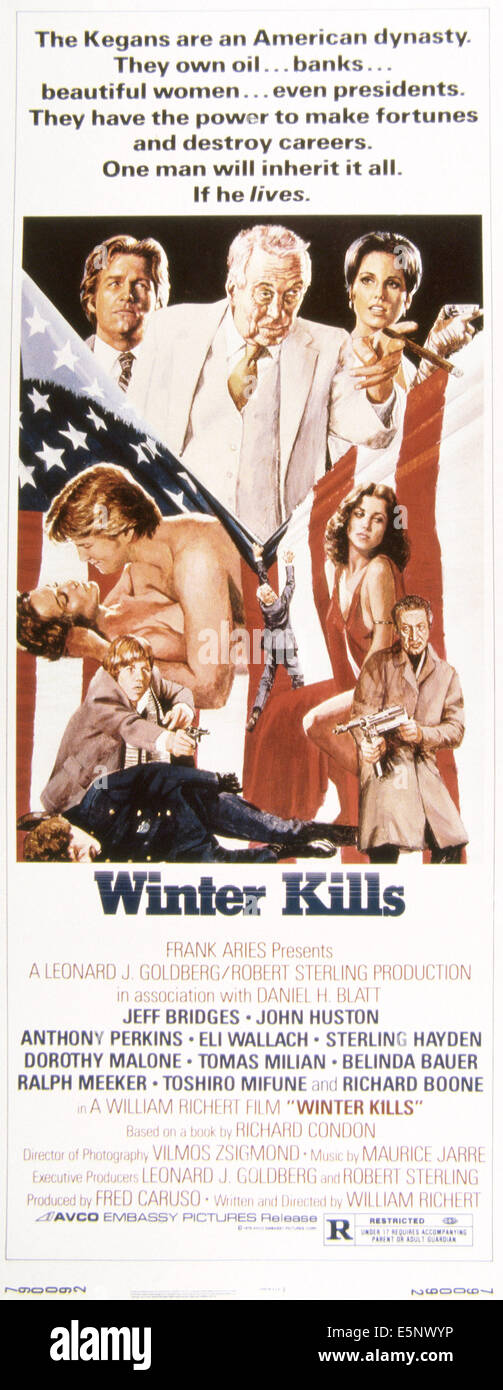 WINTER KILLS, US poster, top from left: Jeff Bridges, John Huston, Belinda Bauer, 1979, © Avco ...