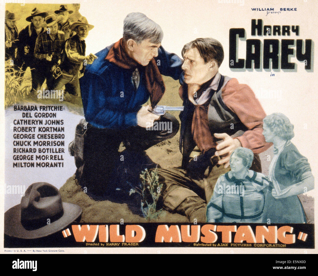 wild mustang, US poster, face to face from left: Harry Carey, Bob ...
