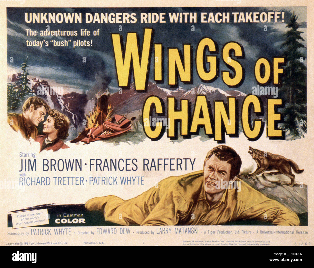 WINGS OF CHANCE, US poster, James L. Brown (bottom), 1961 Stock Photo ...