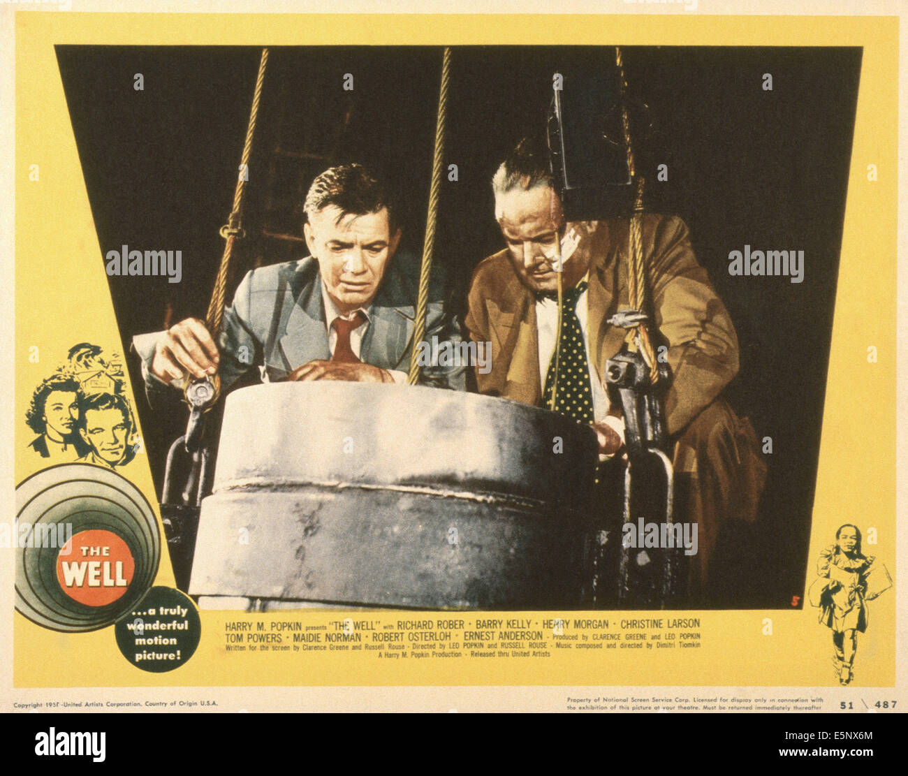 THE WELL, US lobbycard, from left: Richard Rober, Barry Kelley, 1951 ...