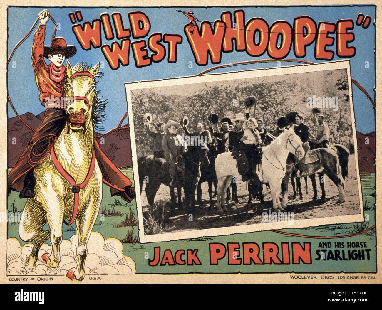 WILD WEST WHOOPEE, US lobbycard, riding doulbe from left: Jack Perrin ...