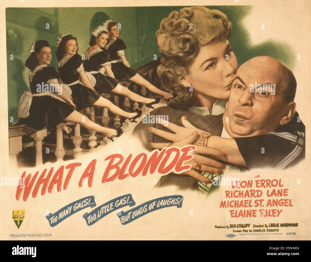 WHAT A BLONDE, US poster, kssing from left: Veda Ann Borg, Leon Errol ...