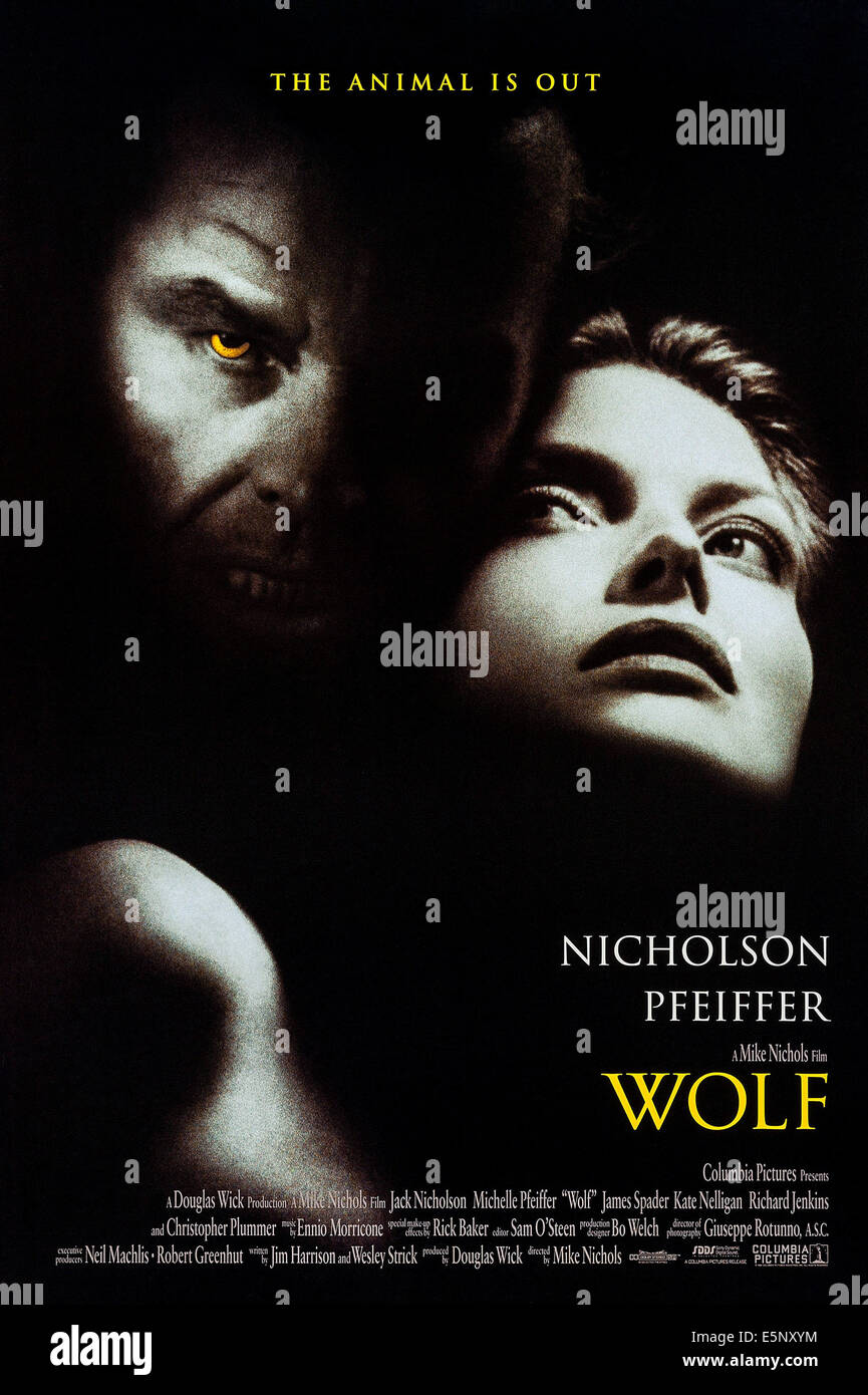 WOLF, US poster art, from left: Jack Nicholson, Michelle Pfeiffer, 1994 ...