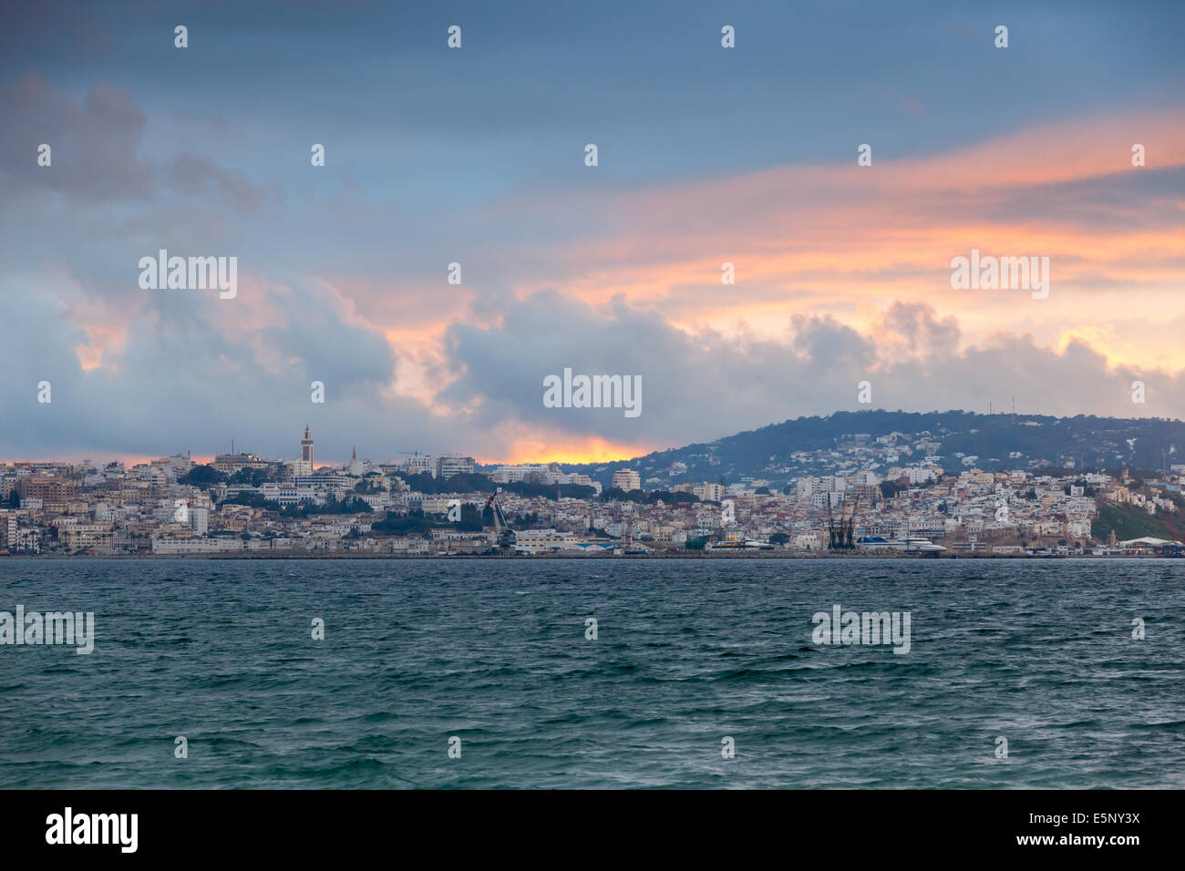 Bright sunset sky over Tangier town, Morocco Stock Photo - Alamy