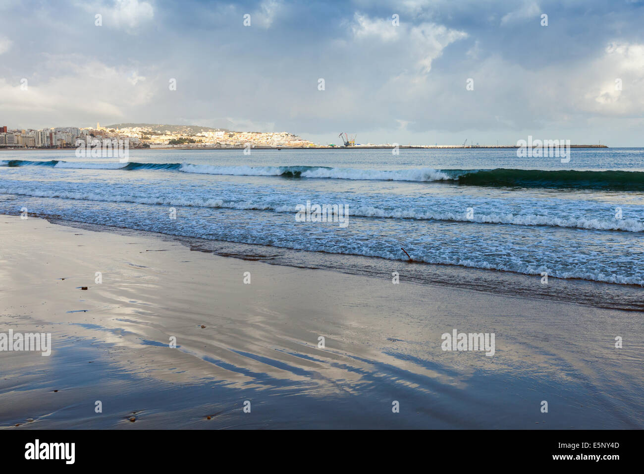 Atlantic ocean, coastal Landscape, Tangier town, Morocco Stock Photo ...