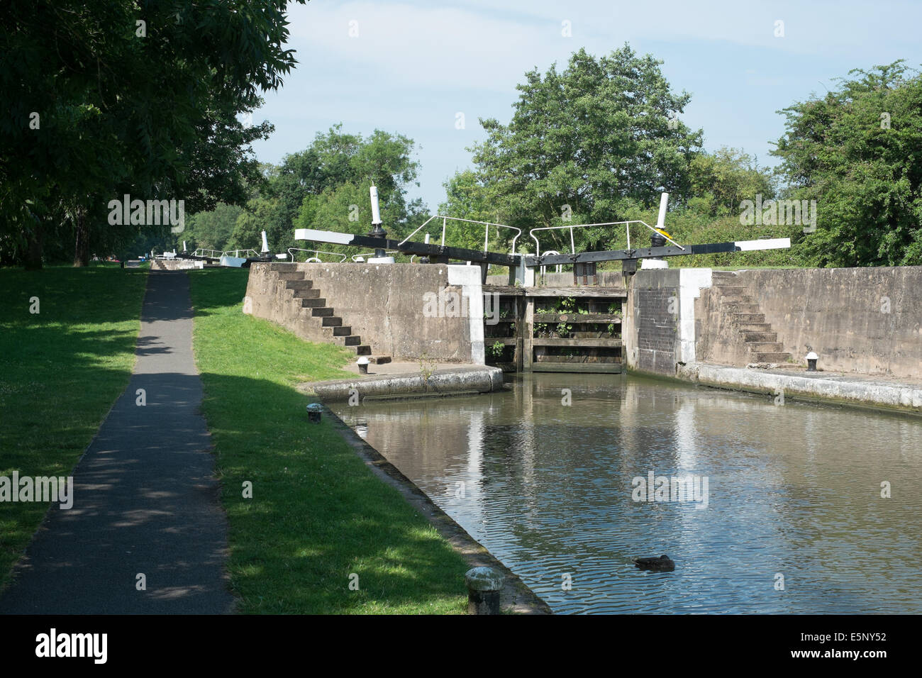 Canal and lock gates Stock Photo - Alamy