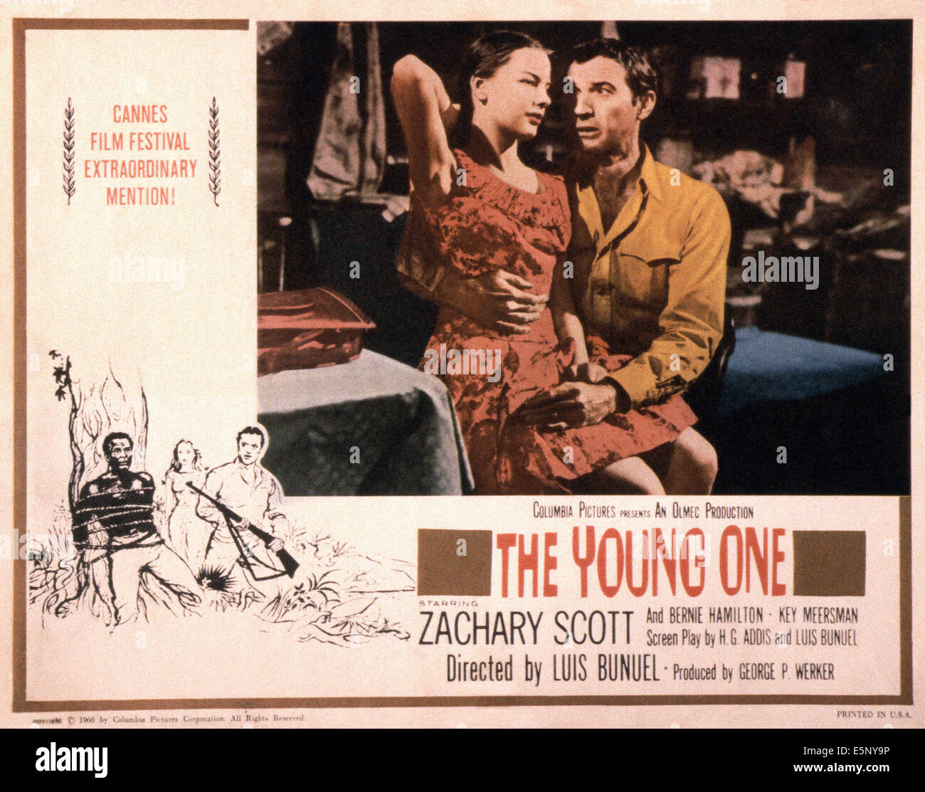 THE YOUNG ONE, US lobbycard, from left: Key Meersman, Zachary Scott ...