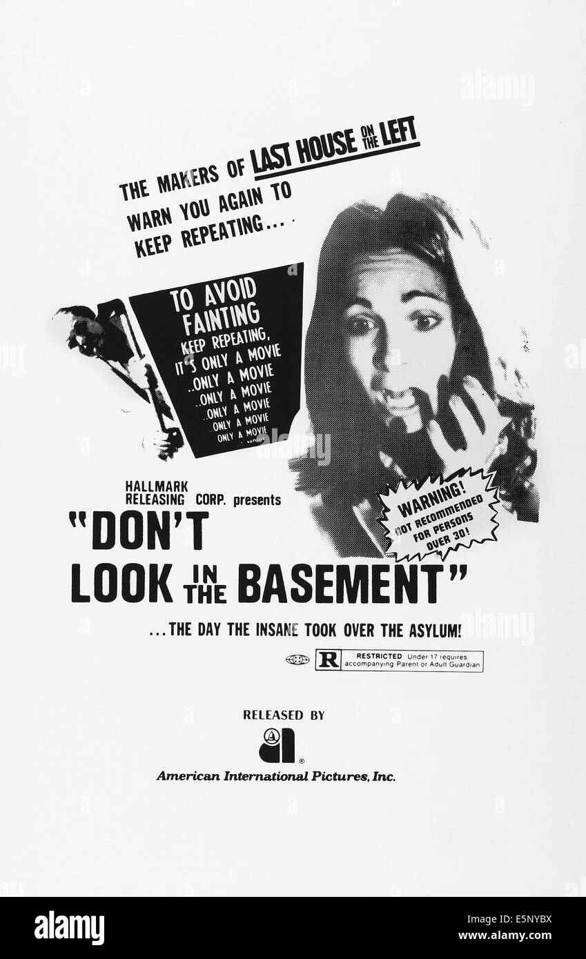 DON'T LOOK IN THE BASEMENT, US poster art, 1973 Stock Photo - Alamy