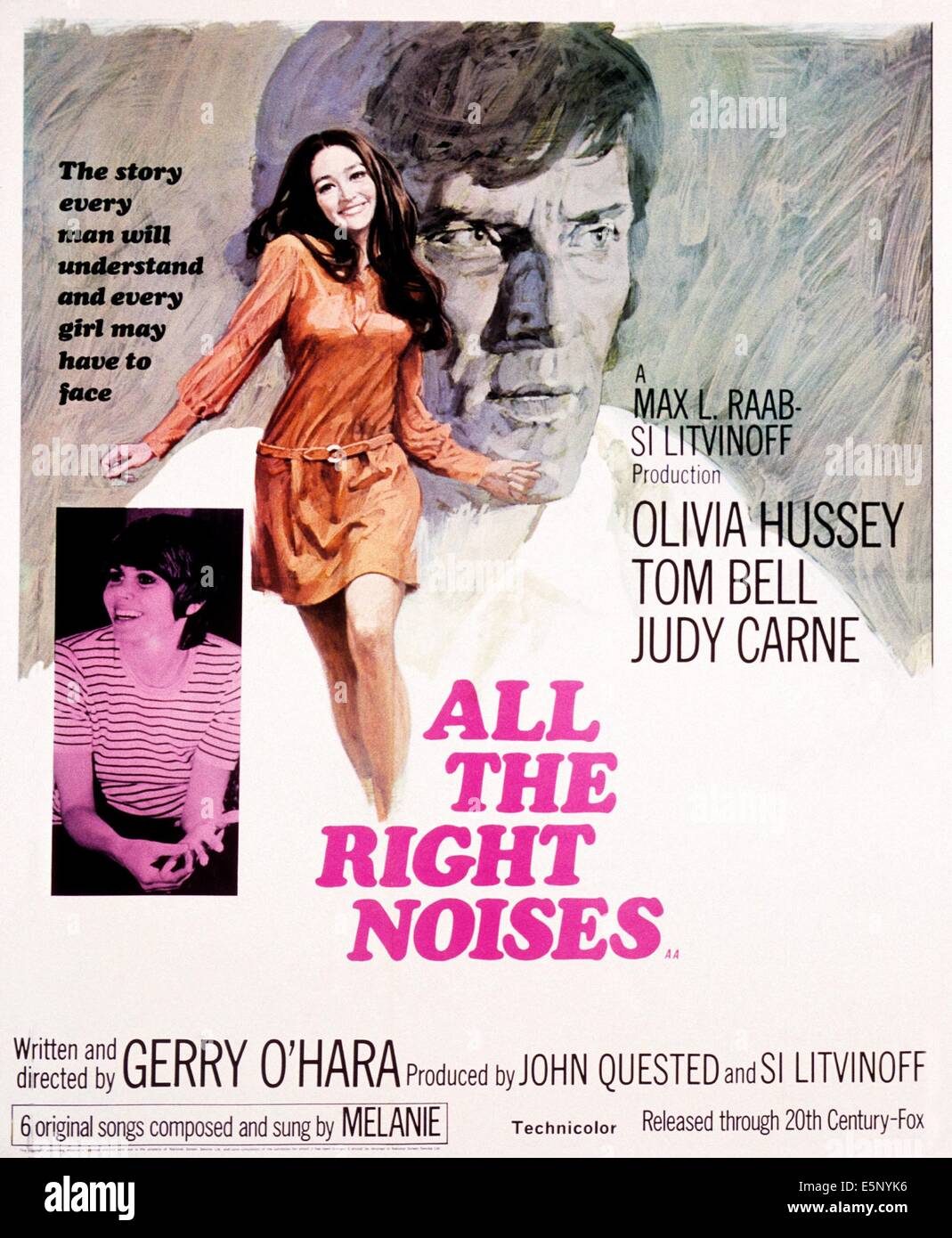 ALL THE RIGHT NOISES, from left: Judy Carne, Olivia Hussey, Tom Bell ...