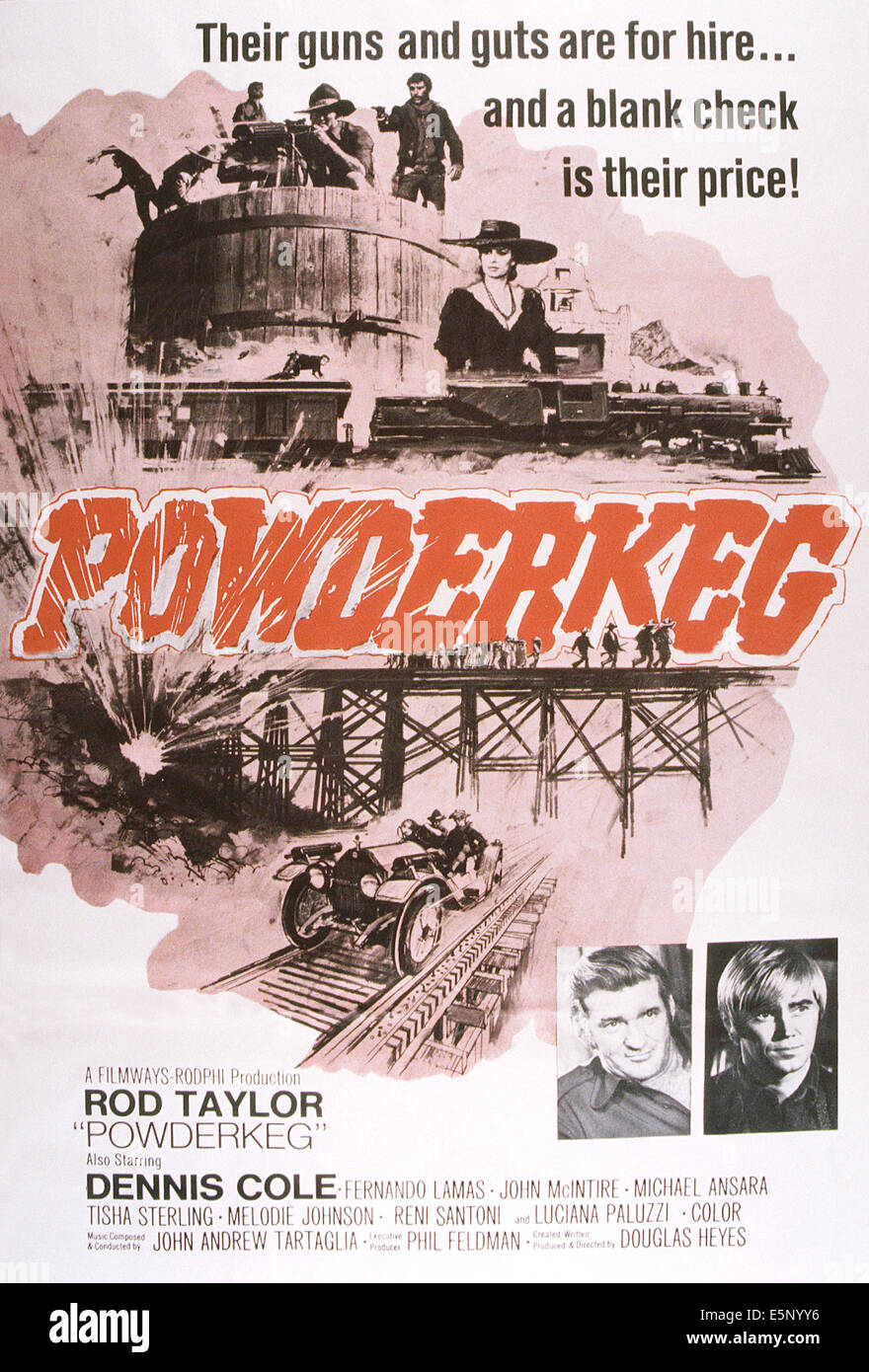 POWDERKEG, US poster, bottom from left: Rod Taylor, Dennis Cole, 1971 ...
