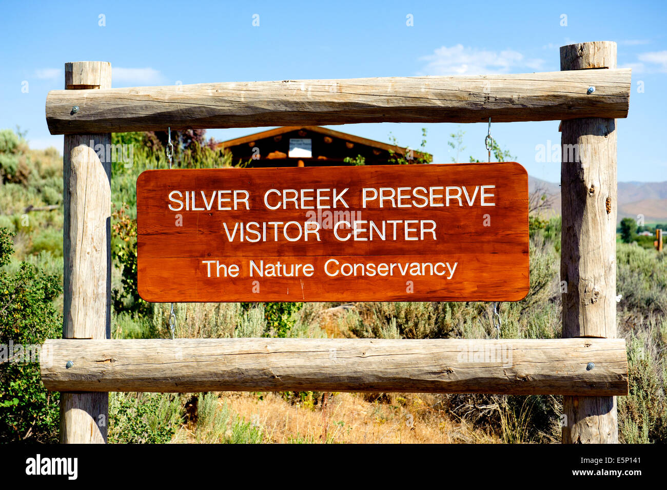 Visitor Center sign at the Nature Conservancy Silver Creek Preserve in ...