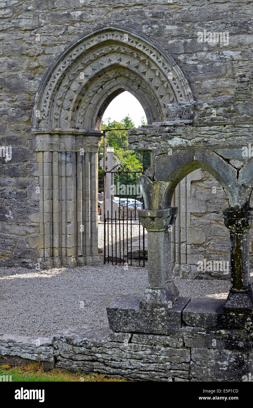 North door of the ruins of Cong Abbey, Cong, County Mayo, Ireland a ...
