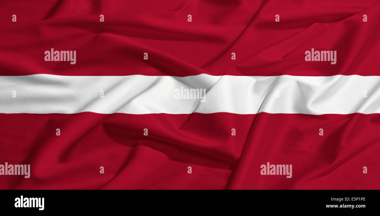 Latvia flag on a silk drape waving Stock Photo - Alamy