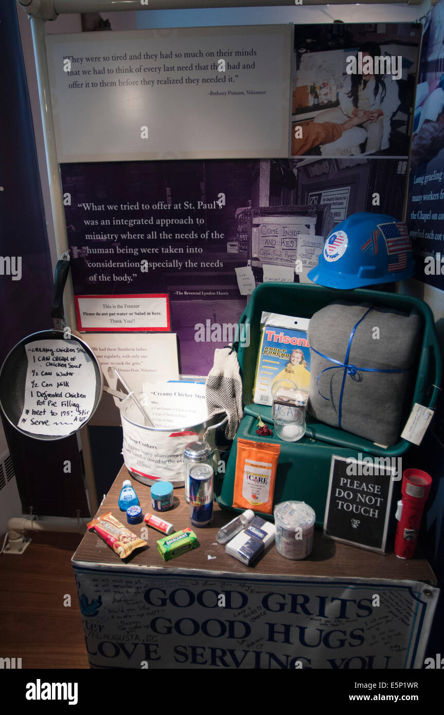 Shrine to deceased 911 rescue workers St Saint Pauls Chapel Ground Zero ...