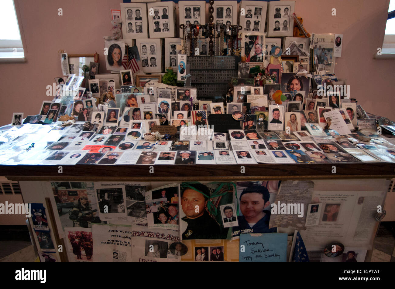 Shrine to deceased 911 rescue workers St Saint Pauls Chapel Ground Zero ...