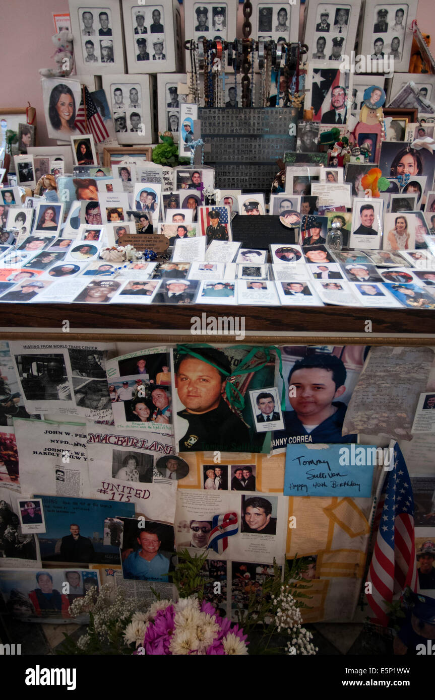 Shrine to deceased 911 rescue workers St Saint Pauls Chapel Ground Zero ...