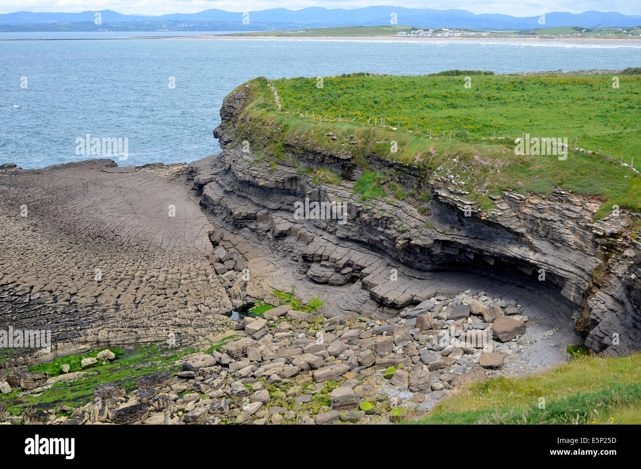 Coastal landscape with erosional features on Creevy Shore Walk coastal ...