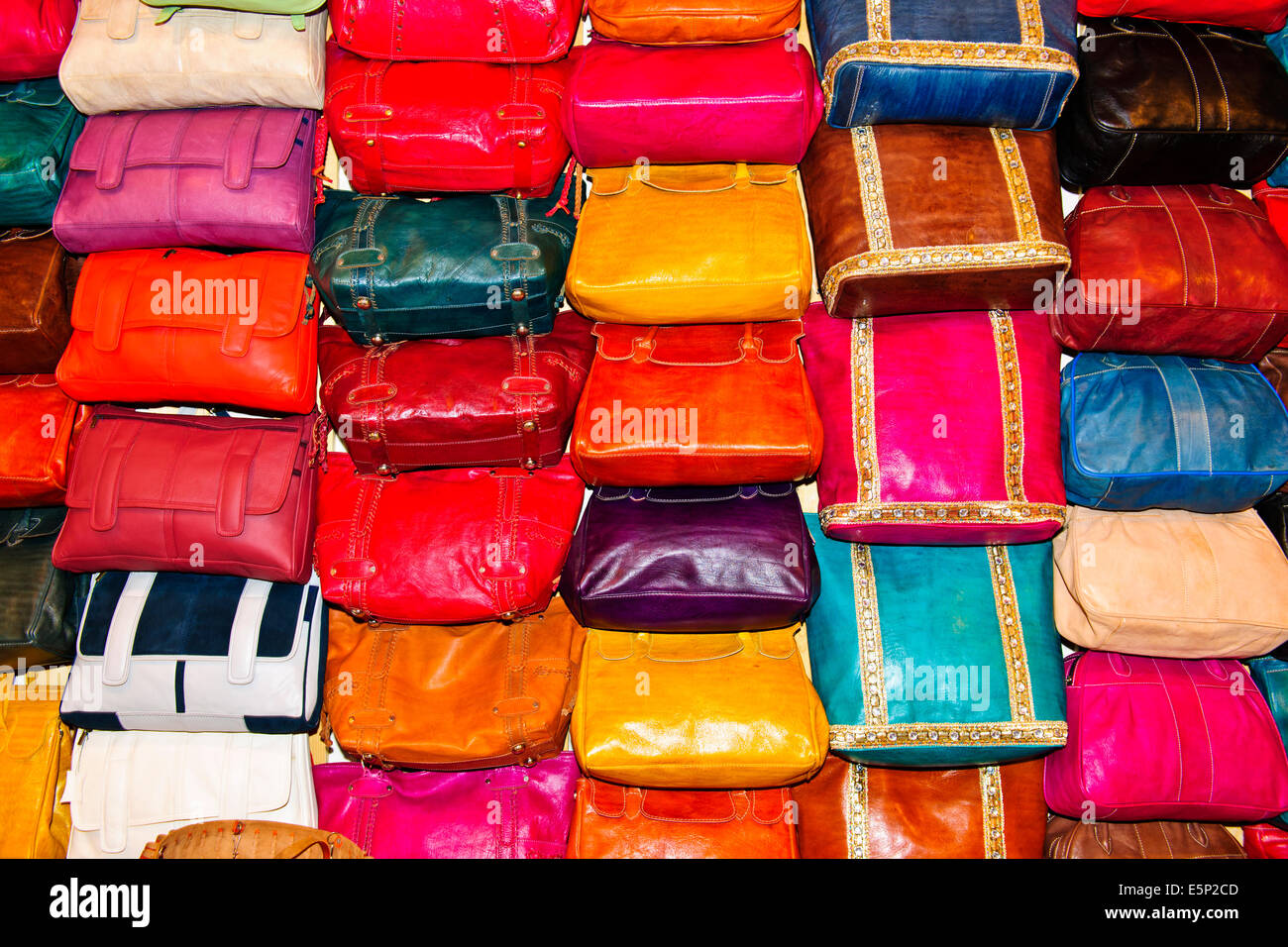 Fes leather district dying pits shops skins selling manner hi-res stock ...