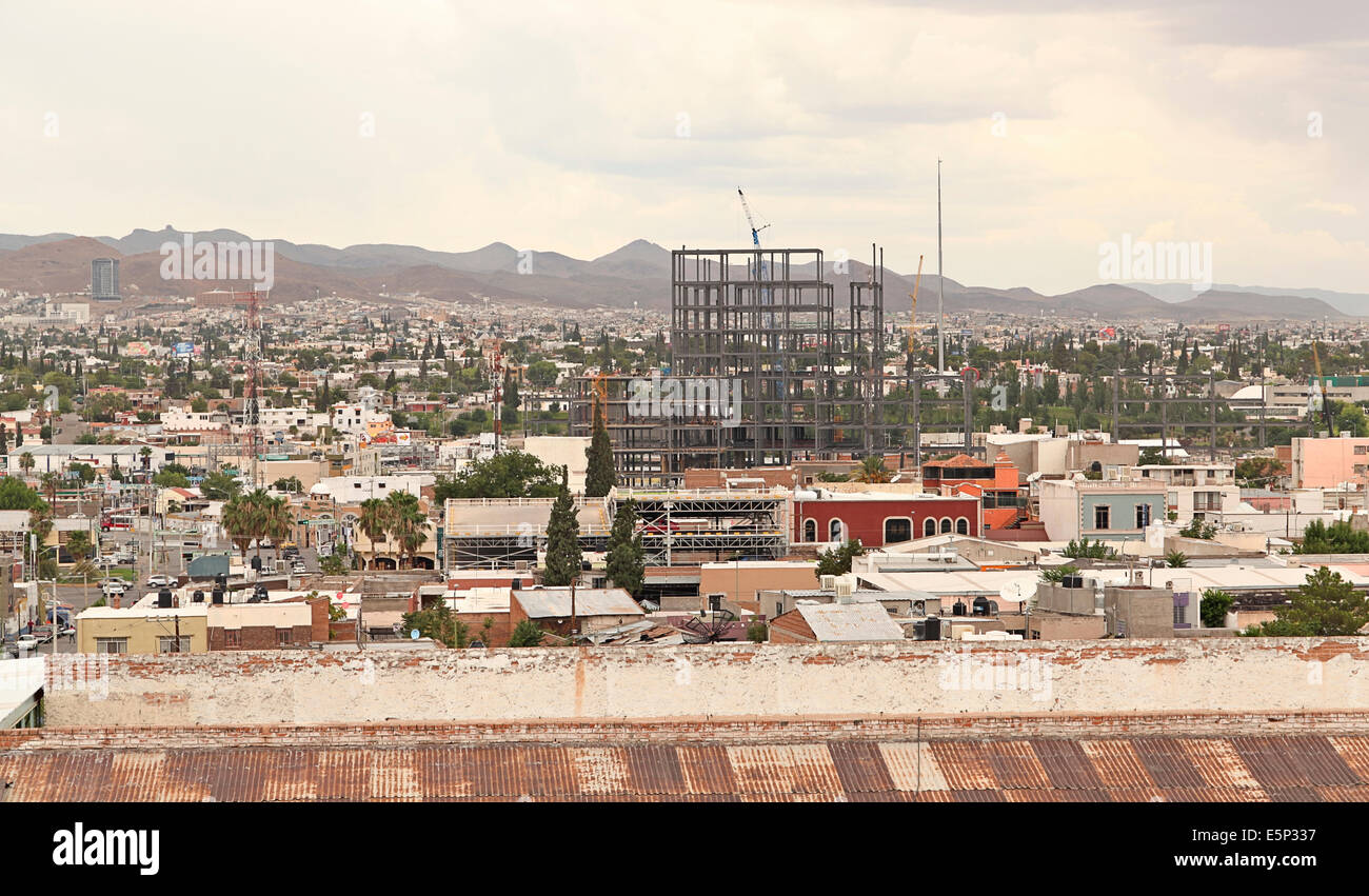 Elevated view of downtown Chihuahua City, Chihuahua, Mexico with tall ...