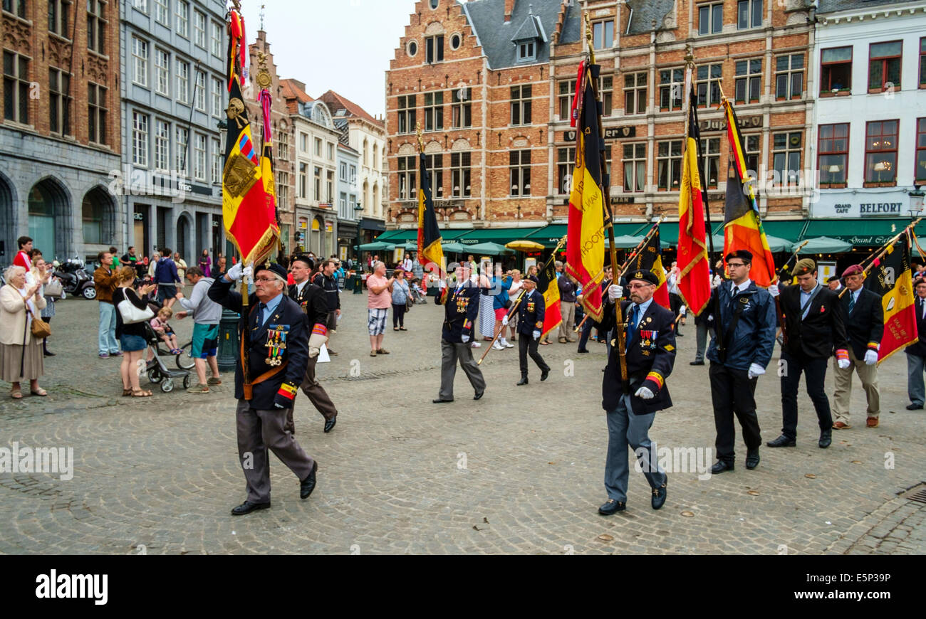 Bruges Belgium. National day celebrations in the centre of Bruges. Old ...