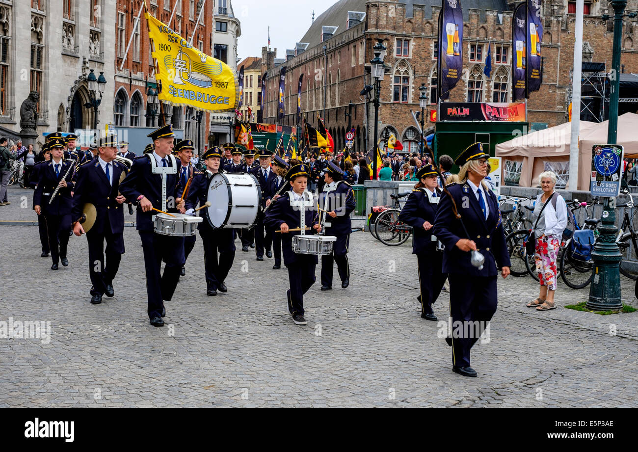 Bruges Belgium. National day celebrations in the centre of Bruges. A ...