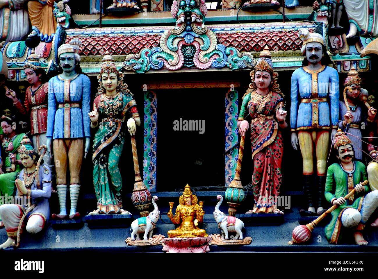 SINGAPORE: Figures adorn the sikhara entrance tower at the 1827 Sri ...