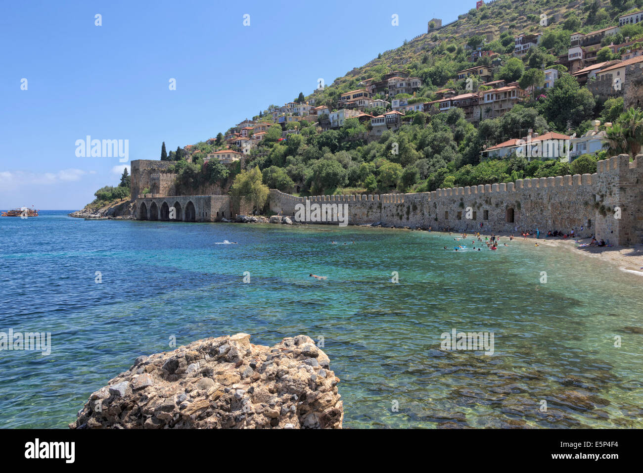 The beach at the Red Tower in Alnya, Turkey Stock Photo - Alamy
