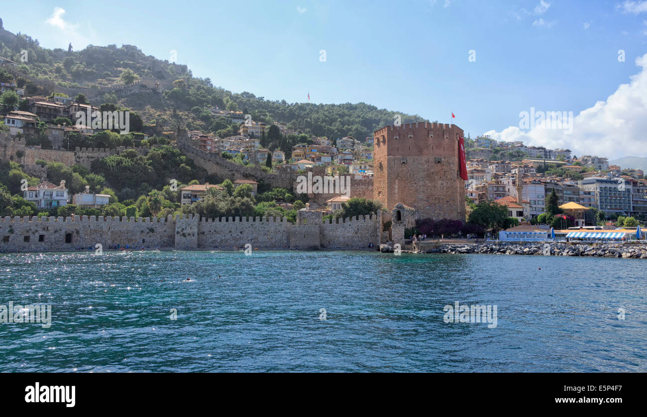 The beach at the Red Tower in Alnya, Turkey Stock Photo - Alamy