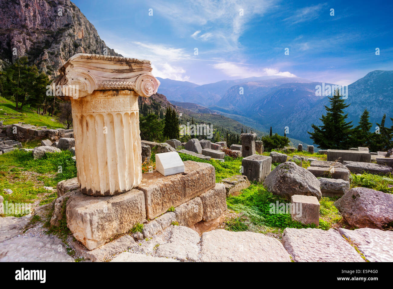 The ancient column in Delphi Stock Photo - Alamy