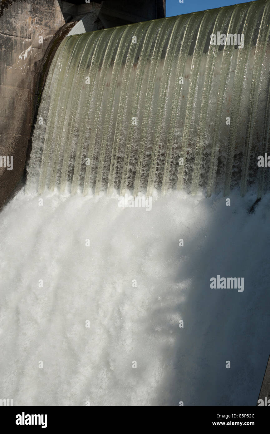 Capilano Lake water flowing out from the Cleveland Dam located in North ...