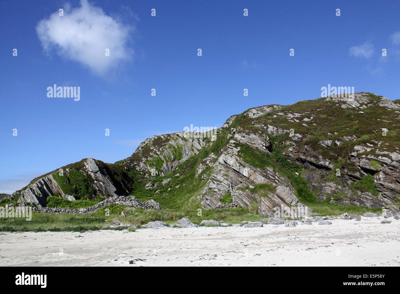 Folded metamorphic rock layers on Ardalanish Beach on the Ross of Mull ...