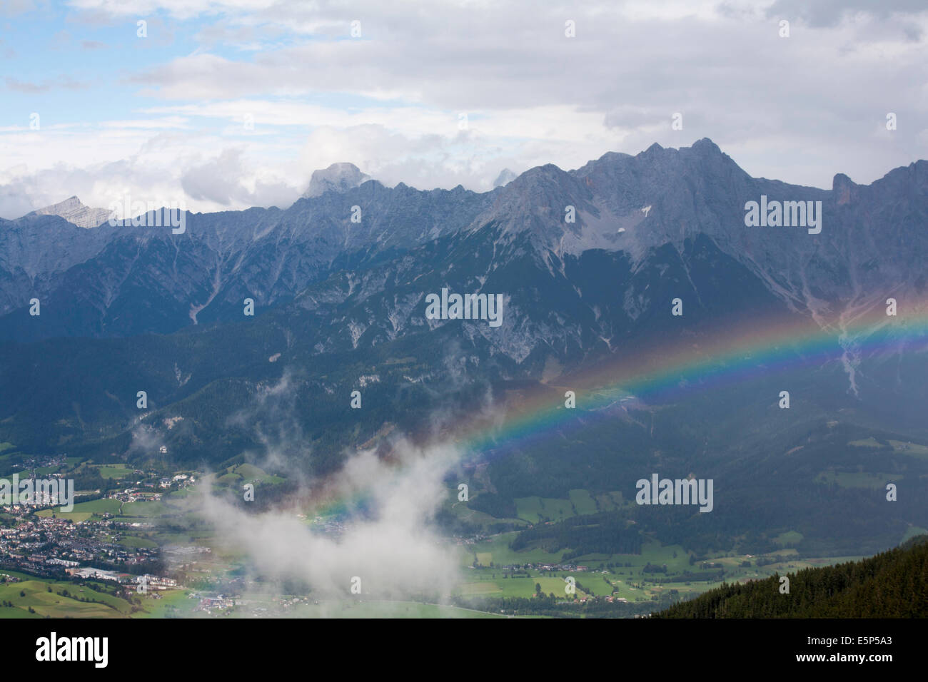 Rainbow and The summits of The Steineres Meer Alps above Saalfelden ...
