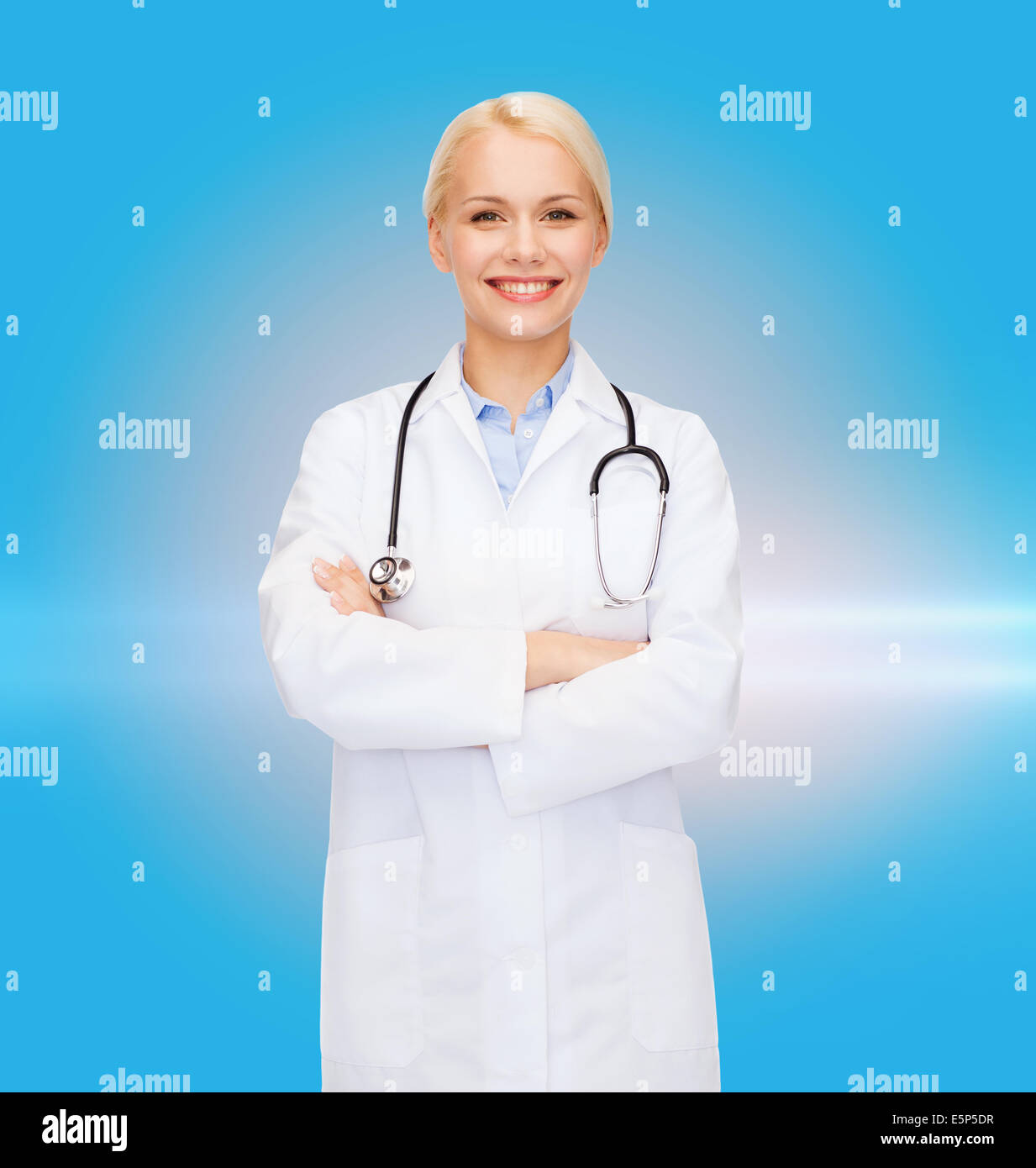 smiling female doctor with stethoscope Stock Photo - Alamy