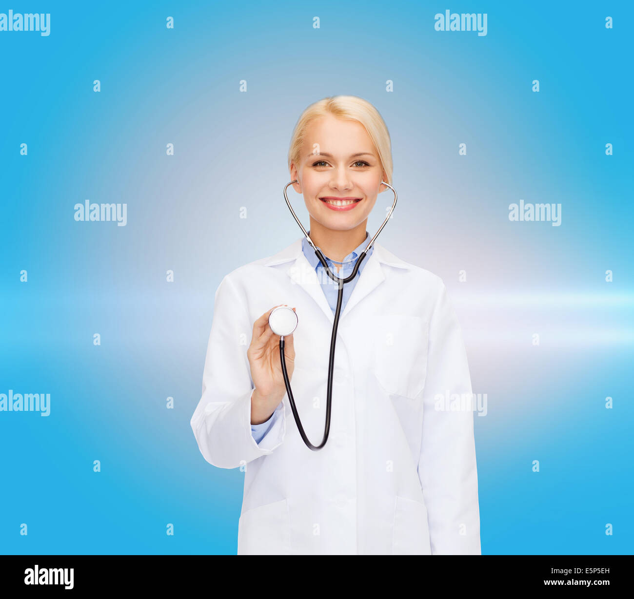 smiling female doctor with stethoscope Stock Photo - Alamy