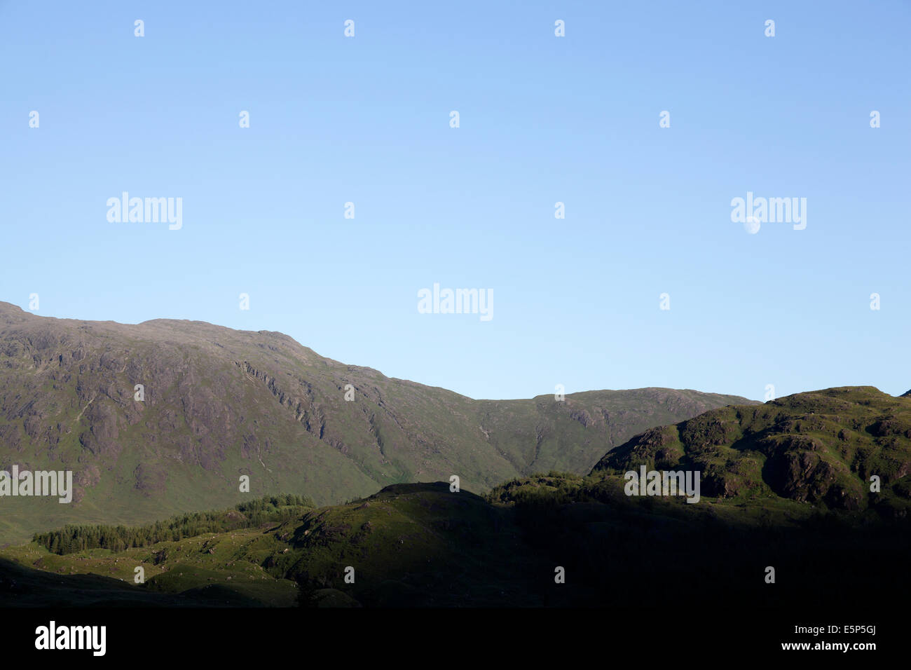 Evening light over Glen More with a rising full moon, Isle of Mull ...