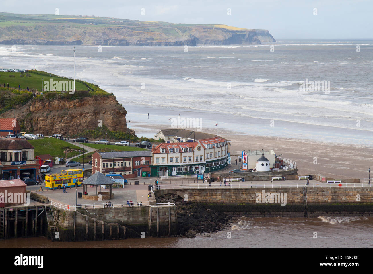 View of Whitby harbour from the top of the steps leading up to the ...