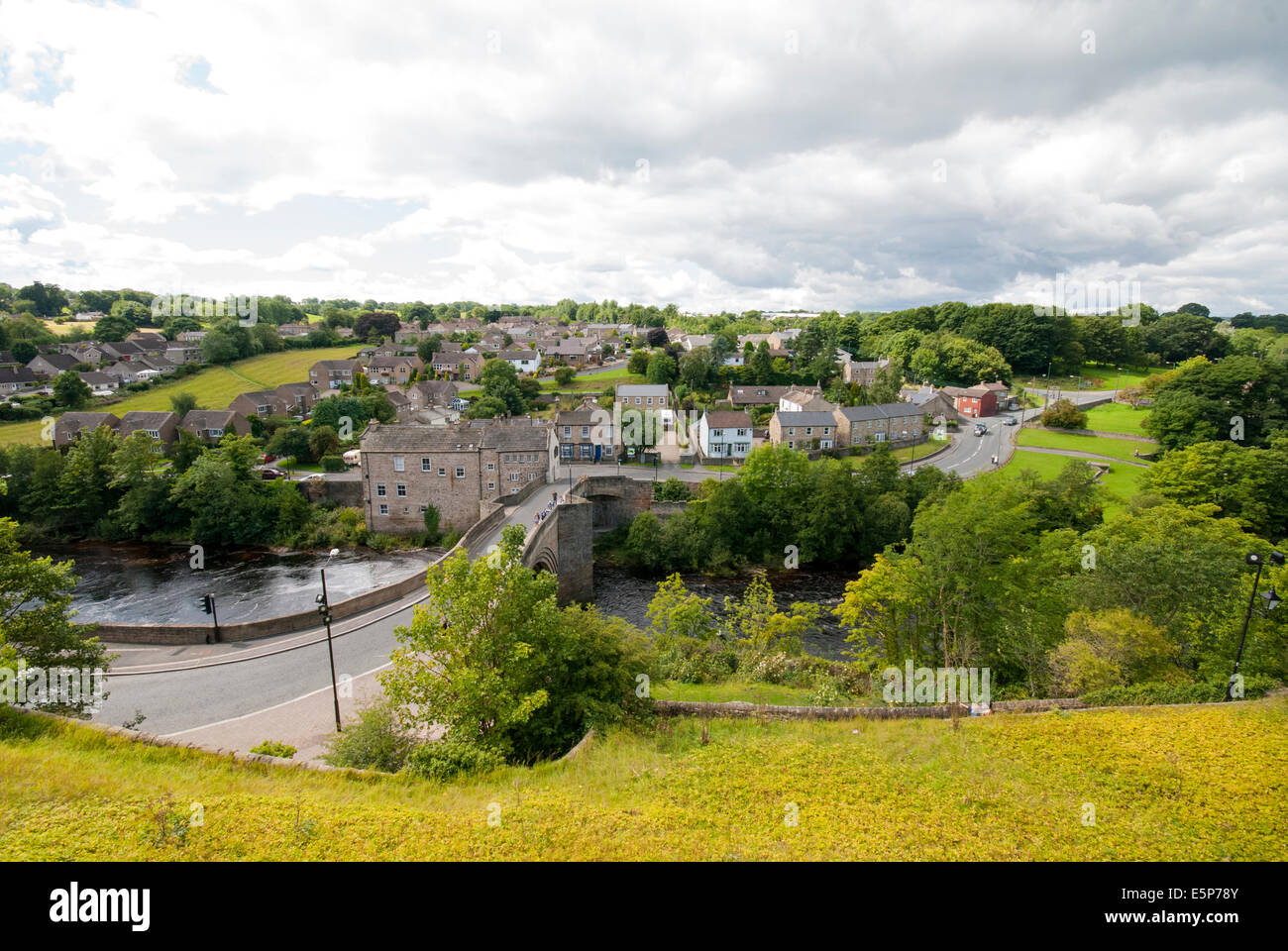 A south-west view across the River Tees to the village of Startforth as ...
